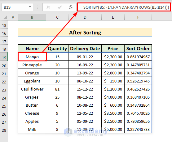 如何在 Excel 中执行随机排序（6 种简单方法） - 知猫指南