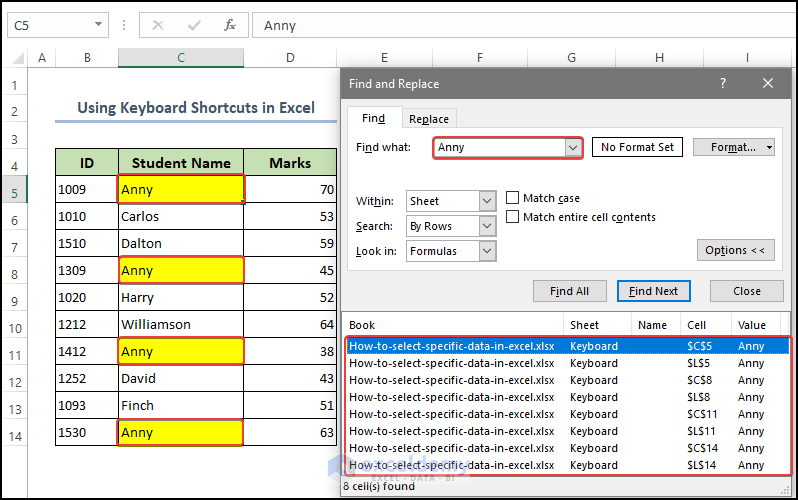 如何在 Excel 中选择特定数据（6 种简单方法） - 知猫指南