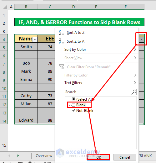 如何在 Excel 中使用公式跳过空白行 - 8 种方法 - 知猫指南