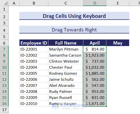如何使用键盘在 Excel 中拖动单元格（2 种方法） - 知猫指南