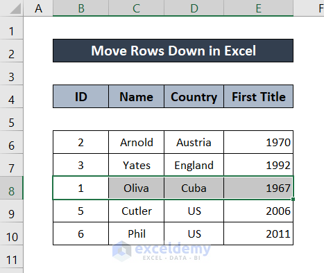 如何在 Excel 中下移行（6 种方法） - 知猫指南