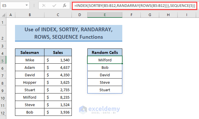 如何在 Excel 中选择随机单元格（5 种方法） - 知猫指南