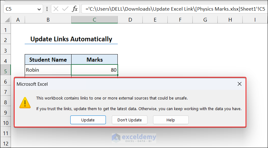 如何更新 Excel 链接（手动/自动） - 知猫指南